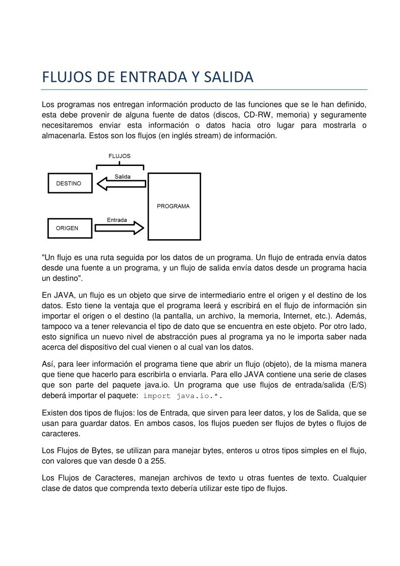 PDF de programación - Flujos de Entrada y Salida
